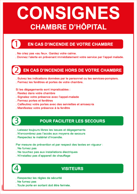 Consigne chambre hôpital - Format A4 - Securplan