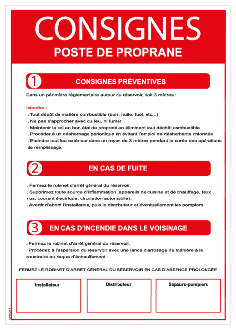 Consigne poste de propane - Format A4 - Securplan