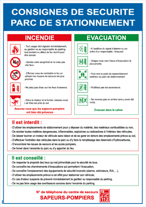Consigne Parc de stationnement Verticale - Format A4 - Securplan